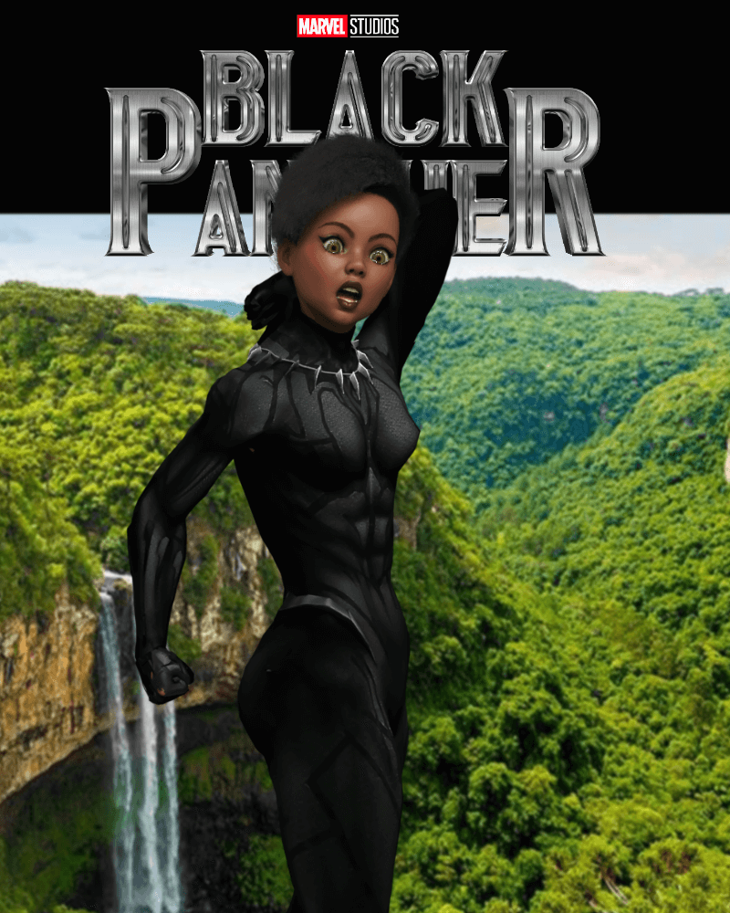 Black Panther Rule 63 3D Render, Digital Art by tgkadee