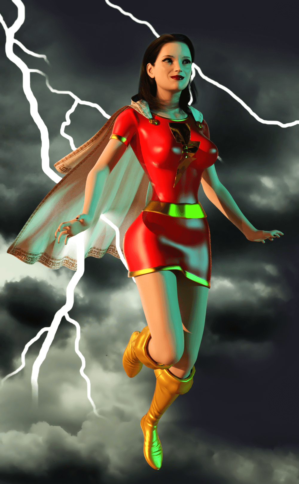 Mary Marvel 3D Render, Digital Art by tgkadee