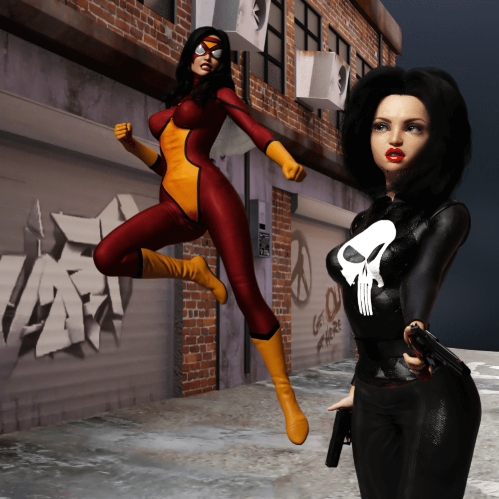 Spider Woman Strikes! 3D Render, Digital Art by tgkadee