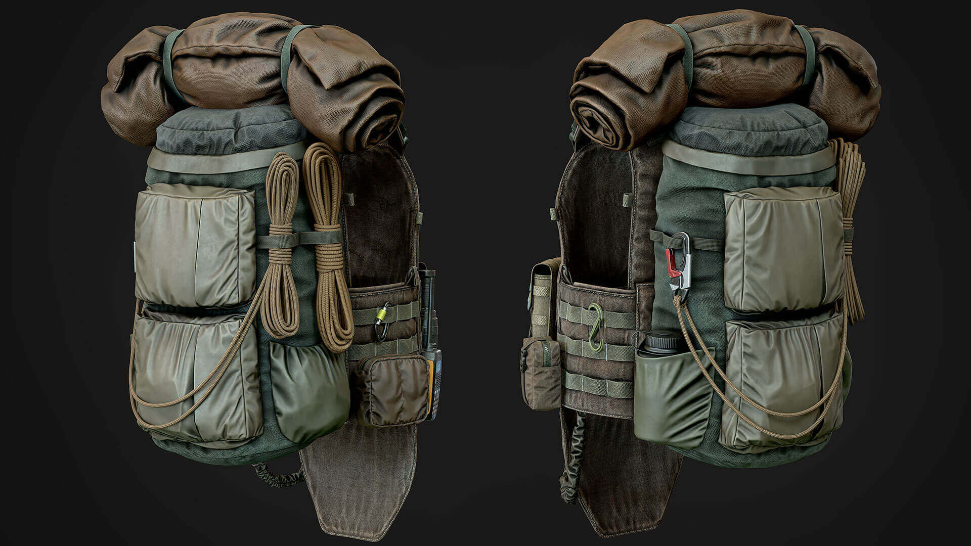 Vest, Backpacks, Pouches & Survival Kits - 3D Model by TH Studio