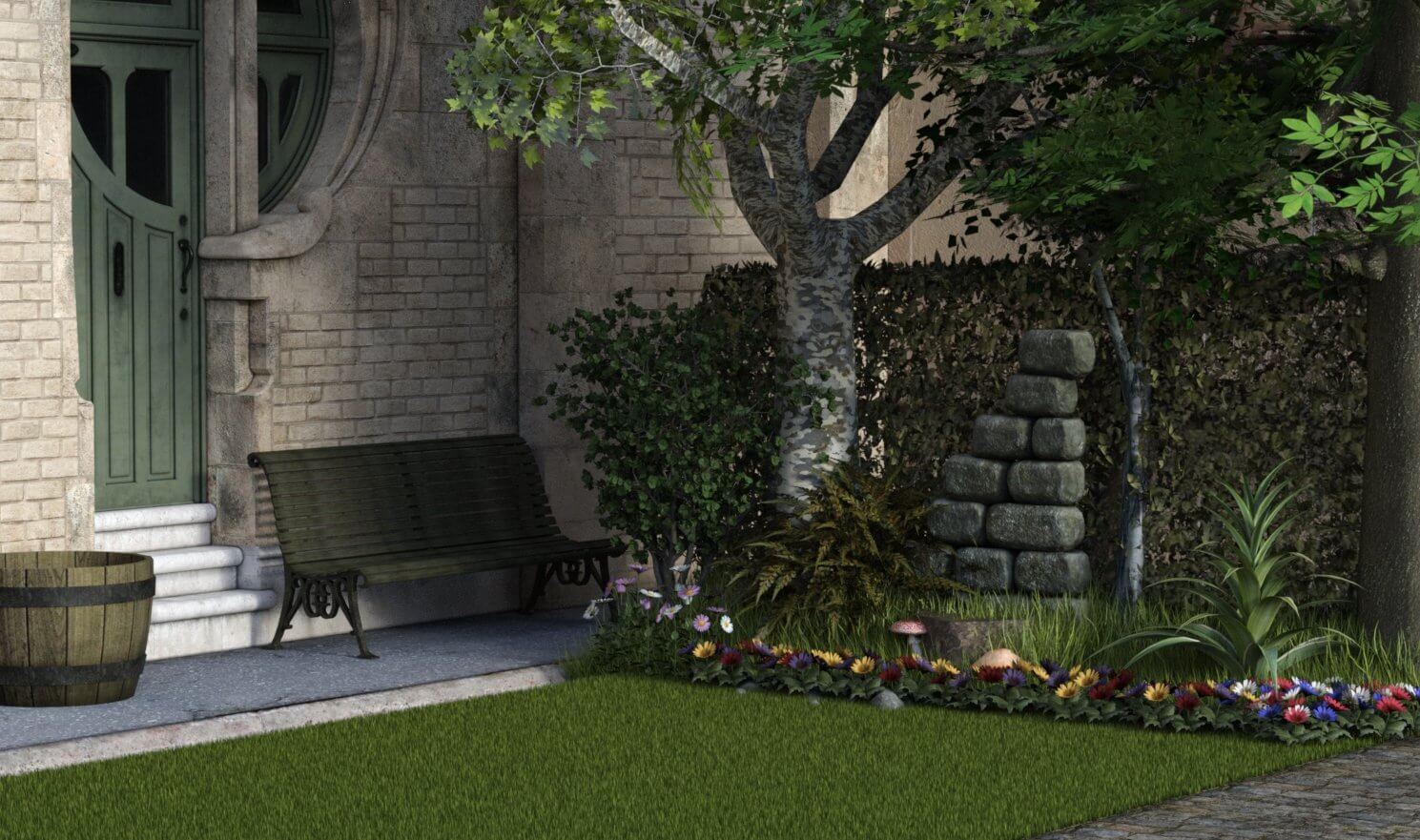 Garden Scene 3D Render, Digital Art by Thatman