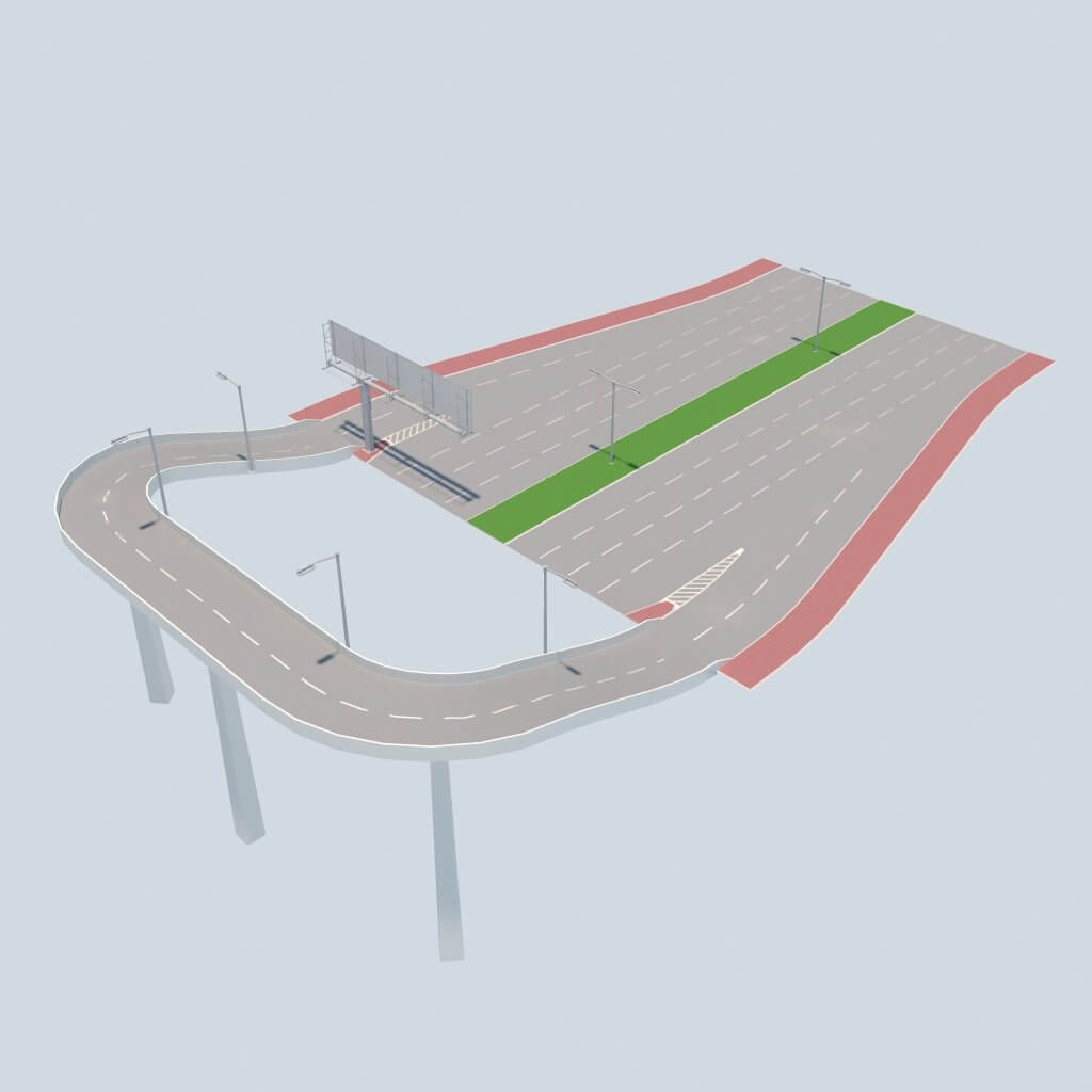 Bridge U-Flyover 3D Model by TheBeachMarket