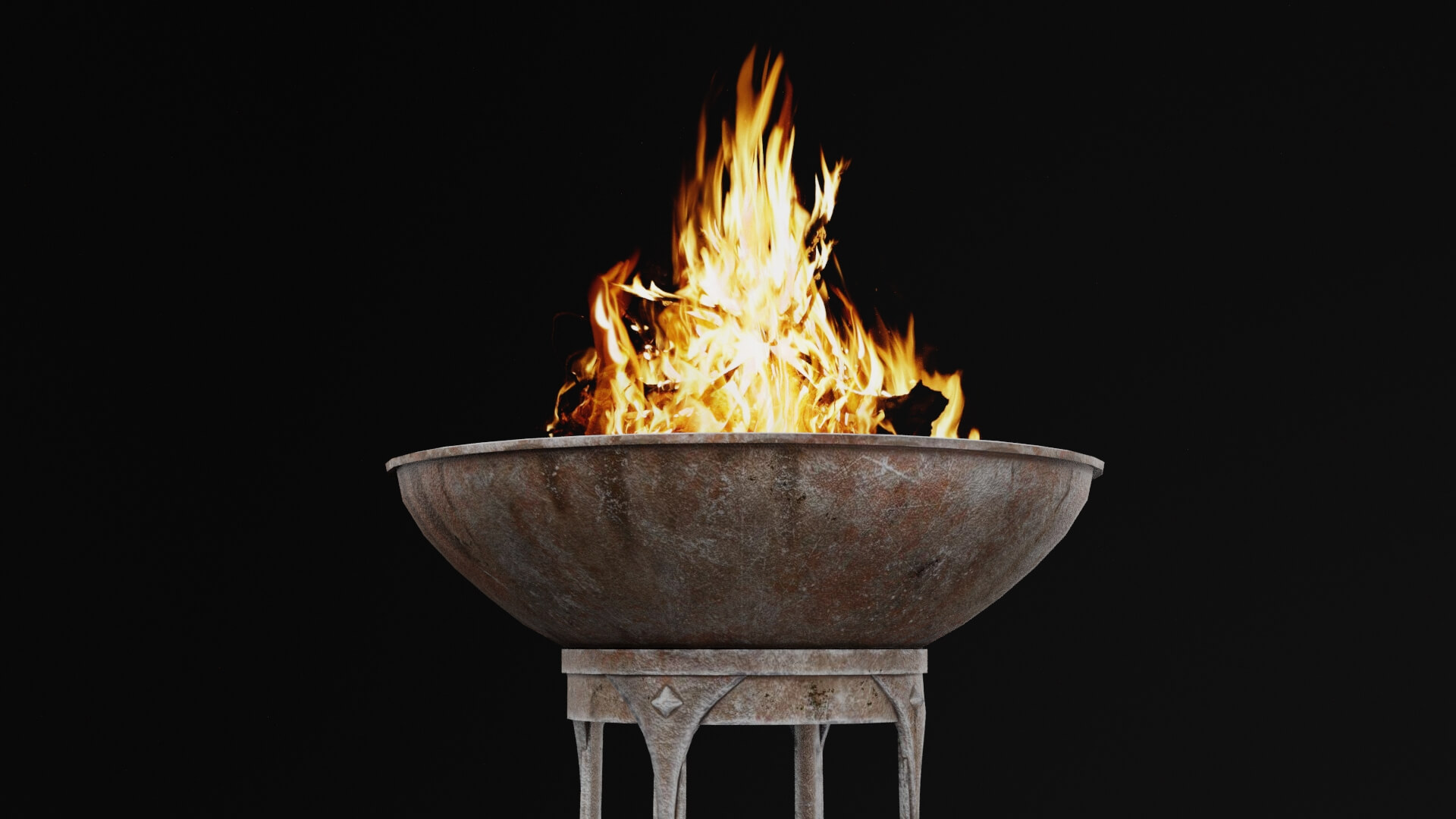 Ancient Fire Torch Stand - 3D Model by thedazking