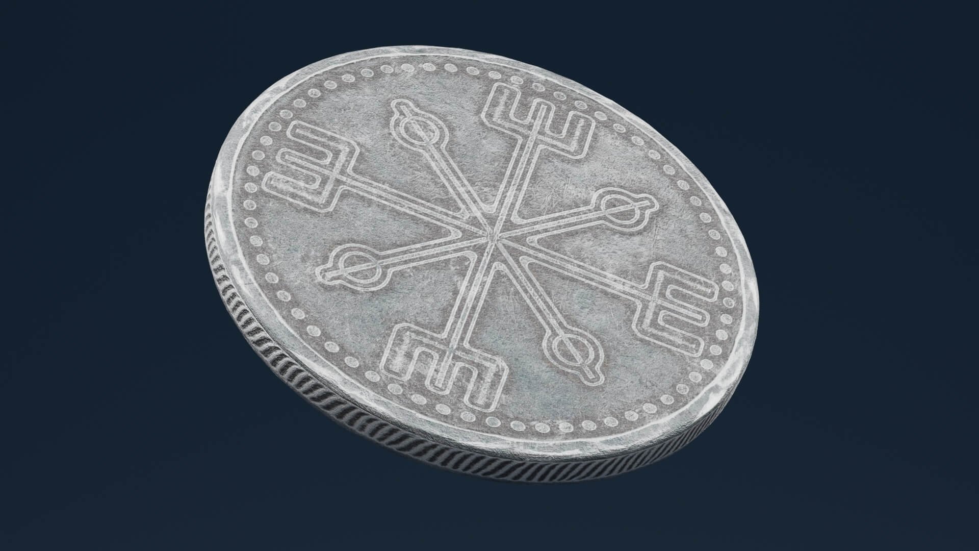 Blue Ancient Coin - 3D Model by thedazking