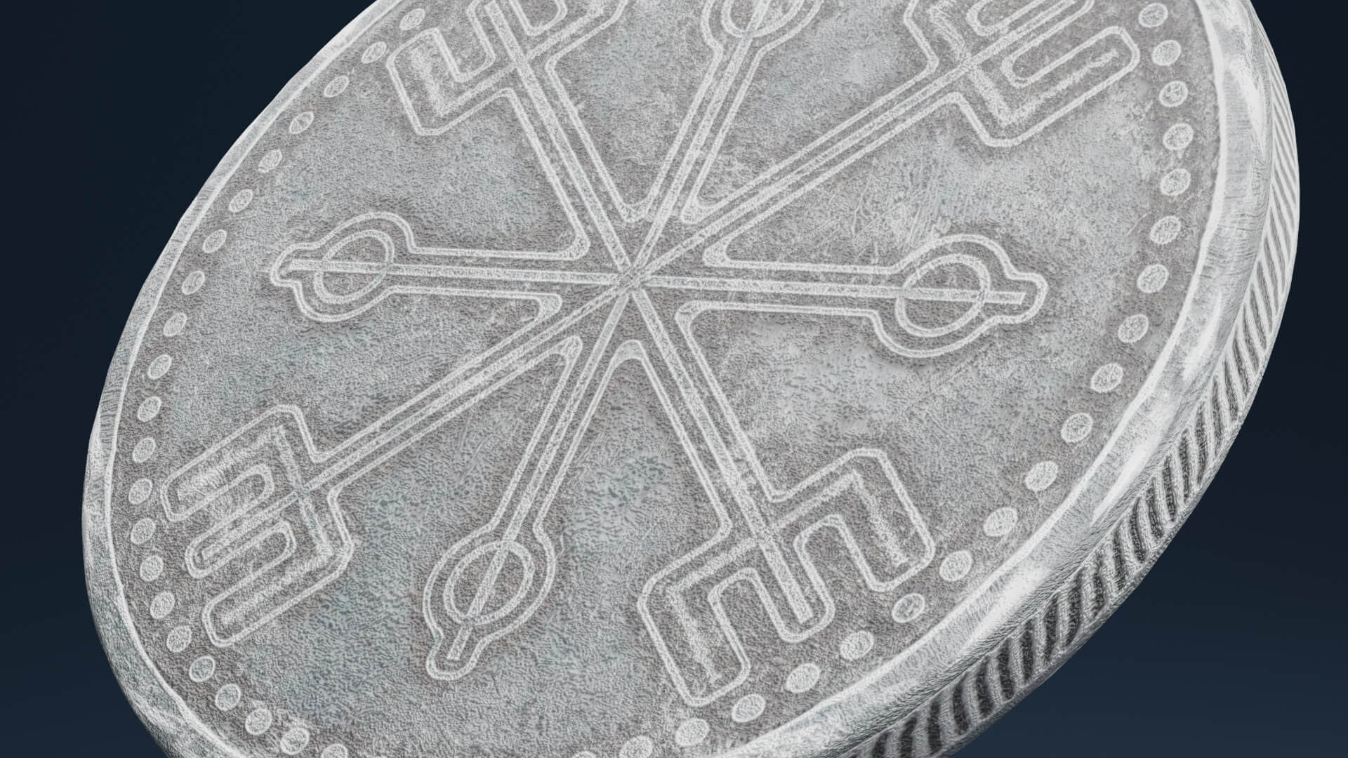 Blue Ancient Coin - 3D Model by thedazking