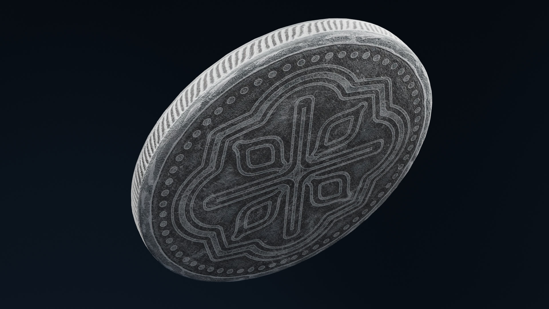 Blue Ancient Coin - 3D Model by thedazking