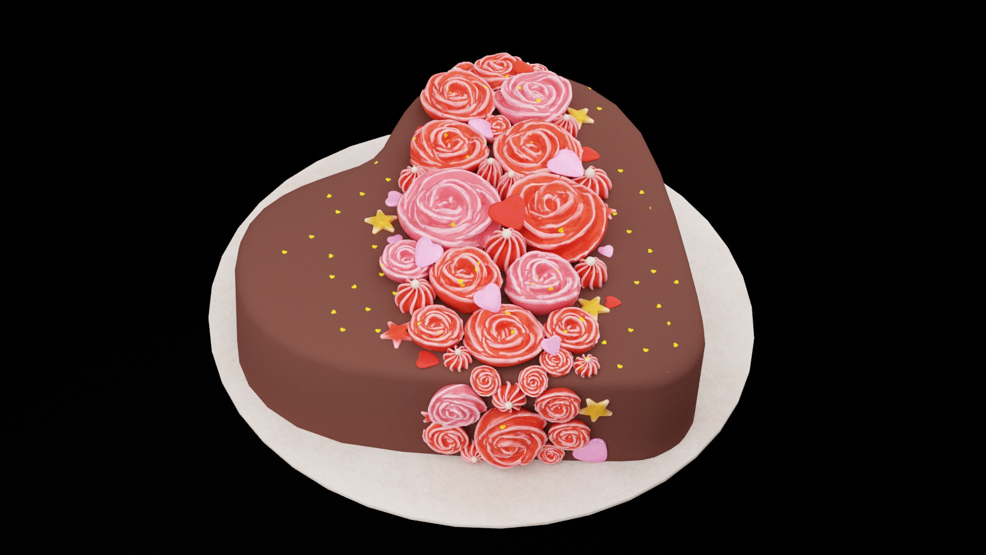 Heart Shaped Chocolate Cake - 3D Model by thedazking