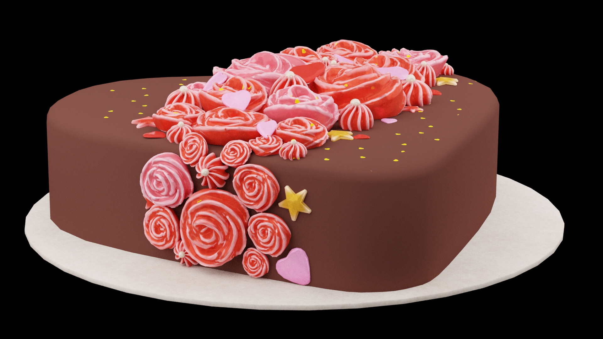 Heart Shaped Chocolate Cake - 3D Model by thedazking