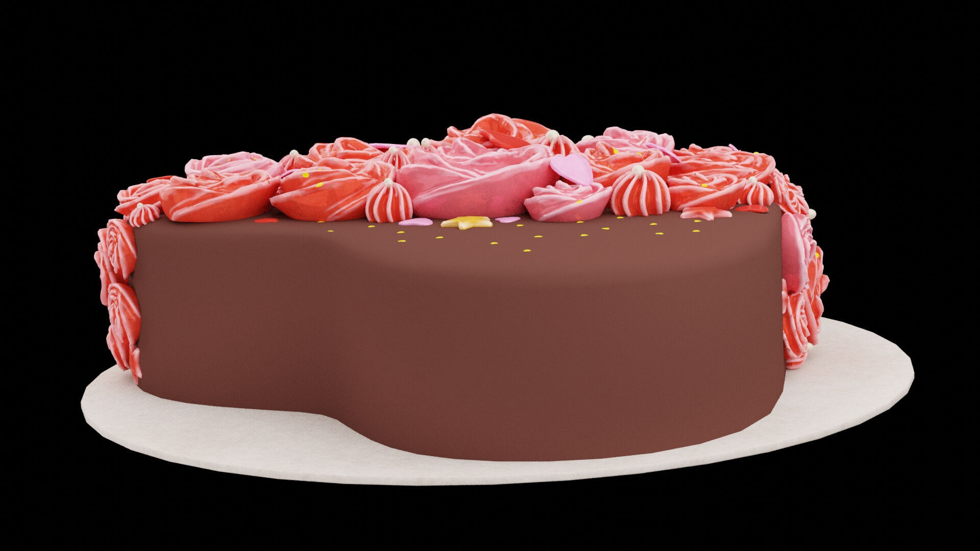 Heart Shaped Chocolate Cake - 3D Model by thedazking