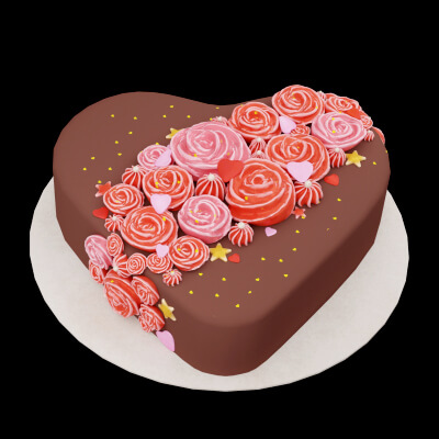 Heart Shaped Chocolate Cake - 3D Model by thedazking