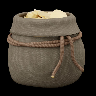 Coins Pouch Leather Sack - 3D Model by thedazking