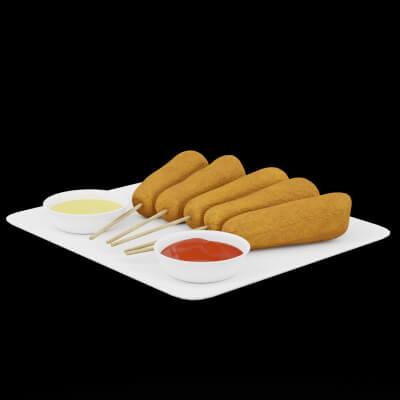 Corn Dog Plate - 3D Model by thedazking