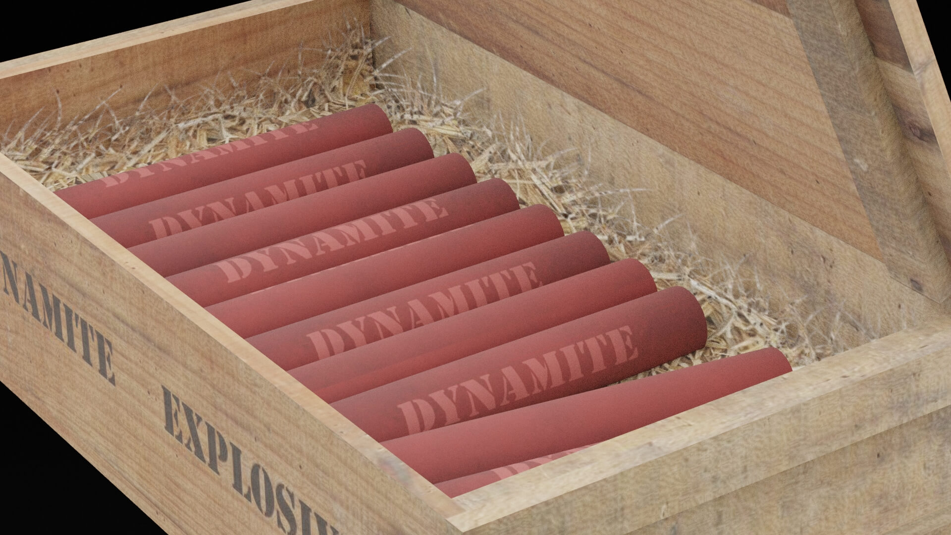 Dynamite Explosive Box Open - 3D Model by thedazking