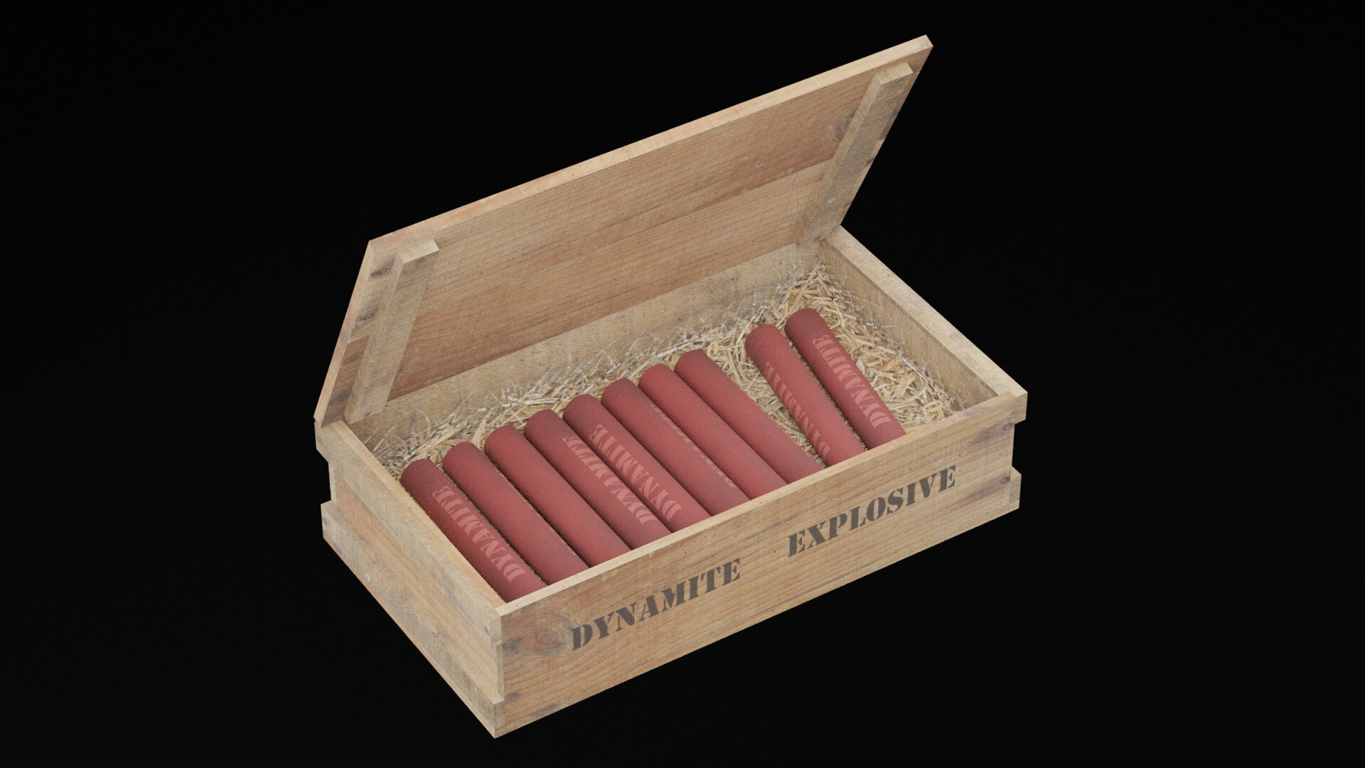 Dynamite Explosive Box Open - 3D Model by thedazking