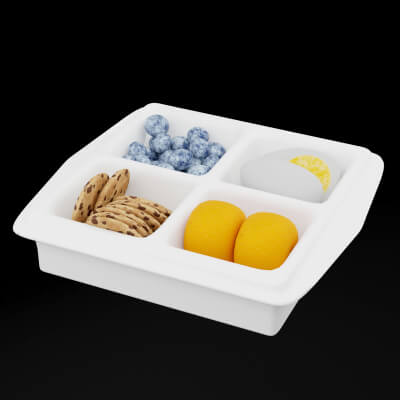 Eggs Cookies Blueberry and Orange Plate - 3D Model by thedazking