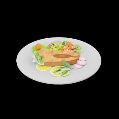 Fish With Vegetables - 3D Model by thedazking
