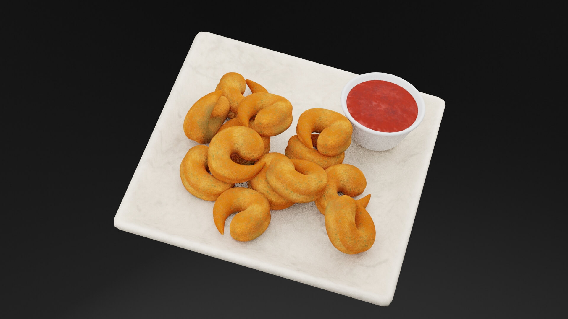 Fried Shrimp Platter - 3D Model by thedazking