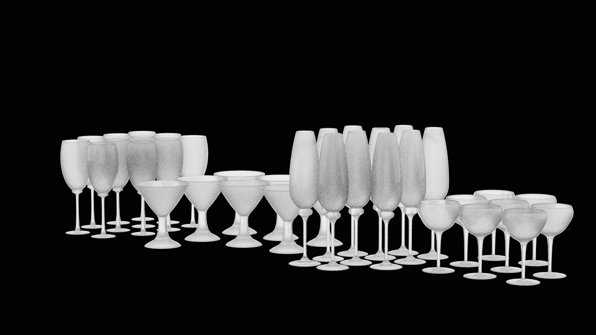 Four Distinct Glass Cups - 3D Model by thedazking