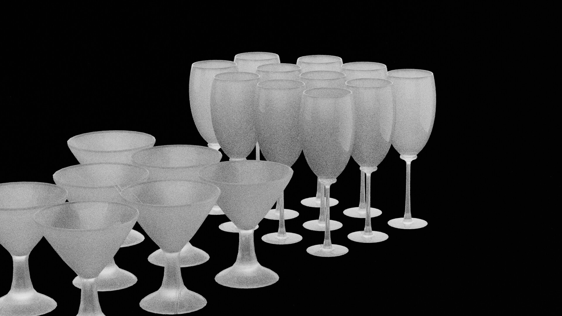 Four Distinct Glass Cups - 3D Model by thedazking
