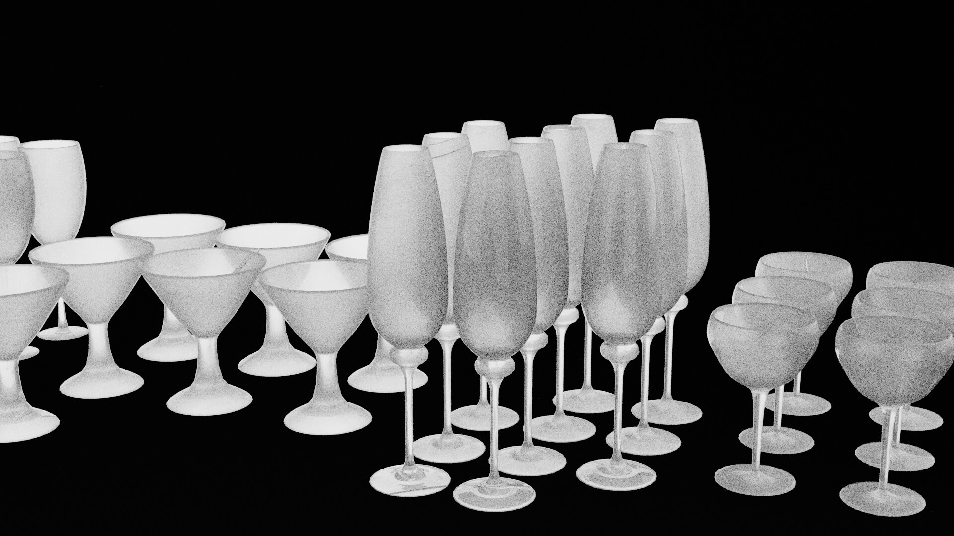 Four Distinct Glass Cups - 3D Model by thedazking