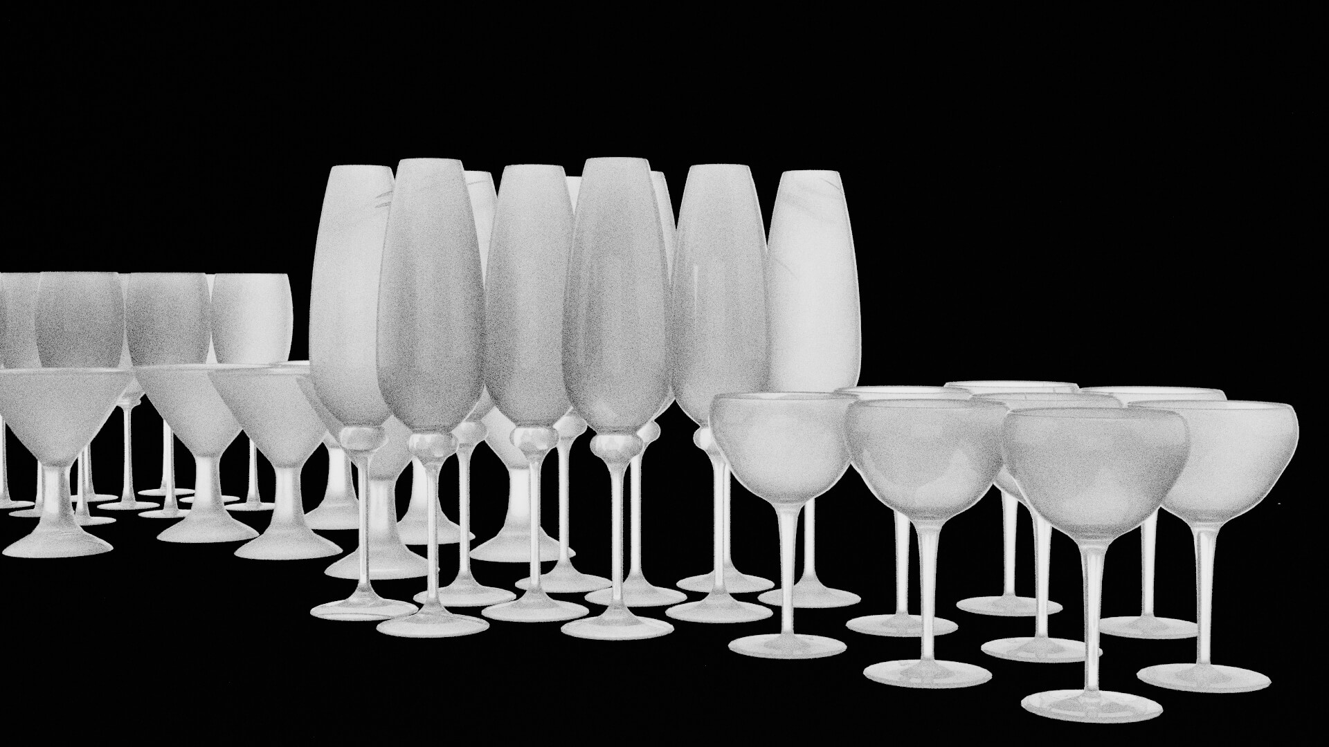 Four Distinct Glass Cups - 3D Model by thedazking