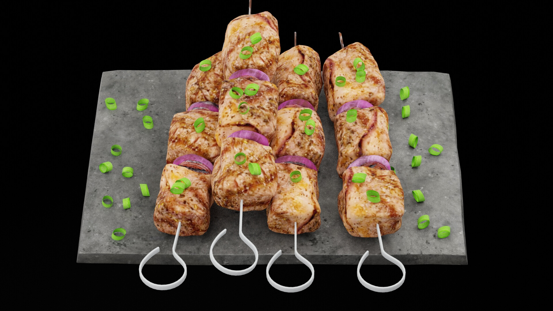 Grilled Meat Skewers - 3D Model by thedazking