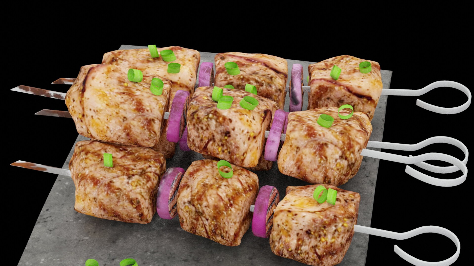 Grilled Meat Skewers - 3D Model by thedazking