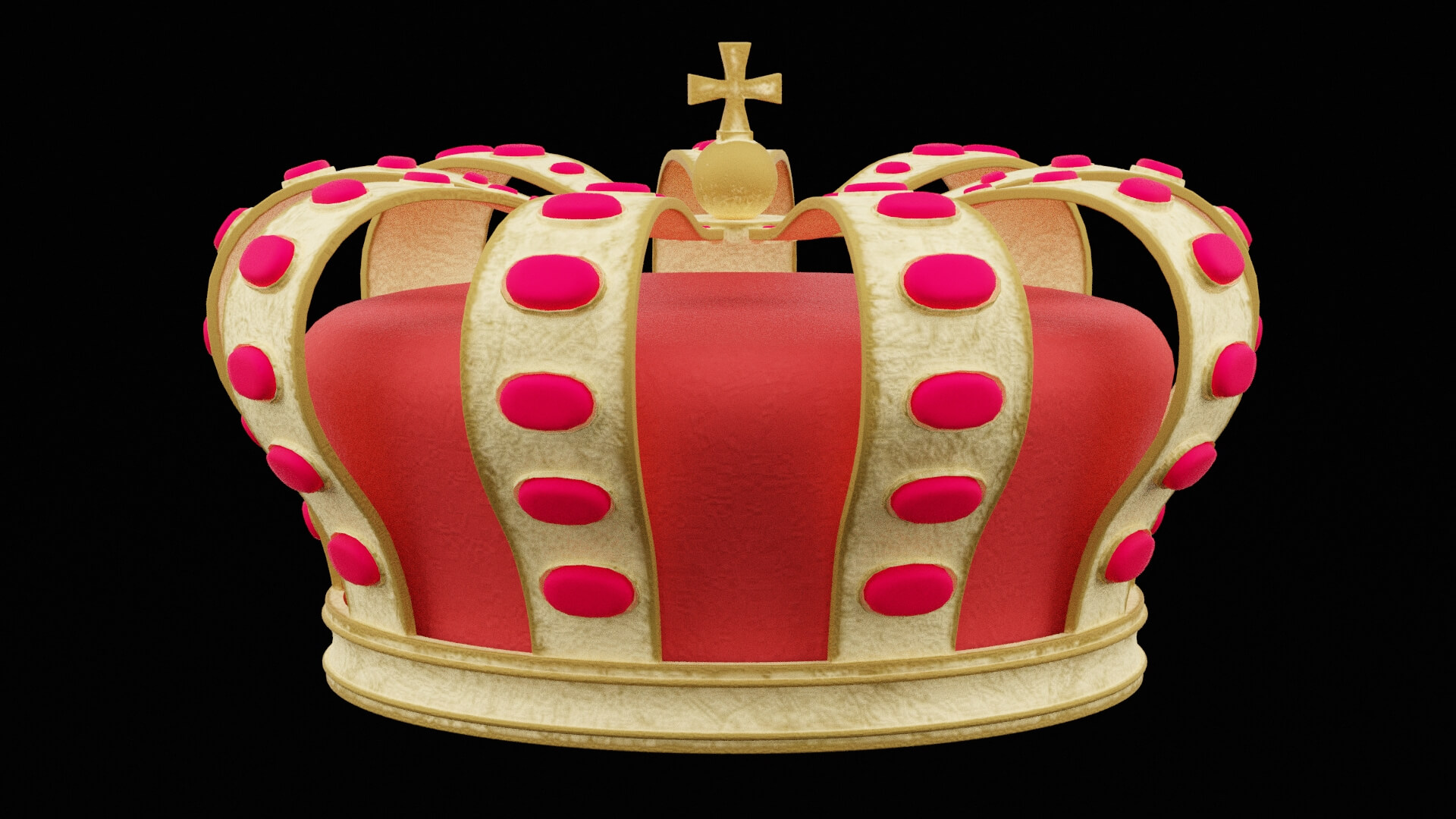 Kings Golden With Red Diamonds Crown - 3D Model by thedazking
