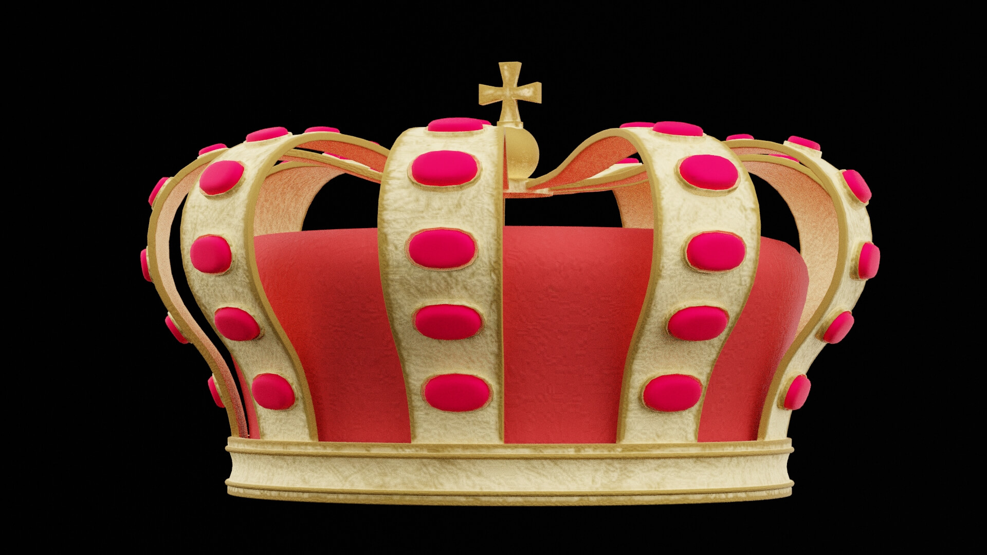 Kings Golden With Red Diamonds Crown - 3D Model by thedazking