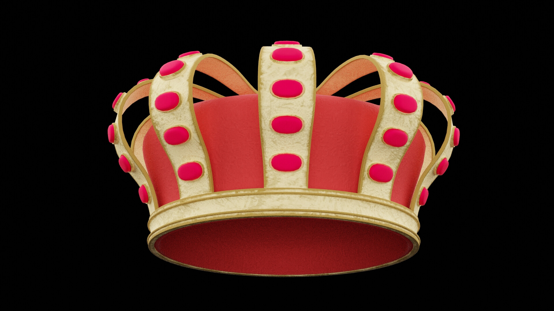 Kings Golden With Red Diamonds Crown - 3D Model by thedazking