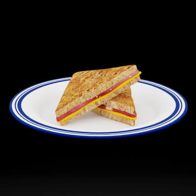 Melted Cheese Tuna Half Toasts - 3D Model by thedazking