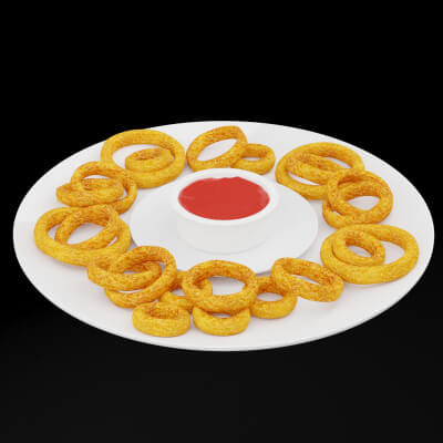 Onion Rings Plate - 3D Model by thedazking