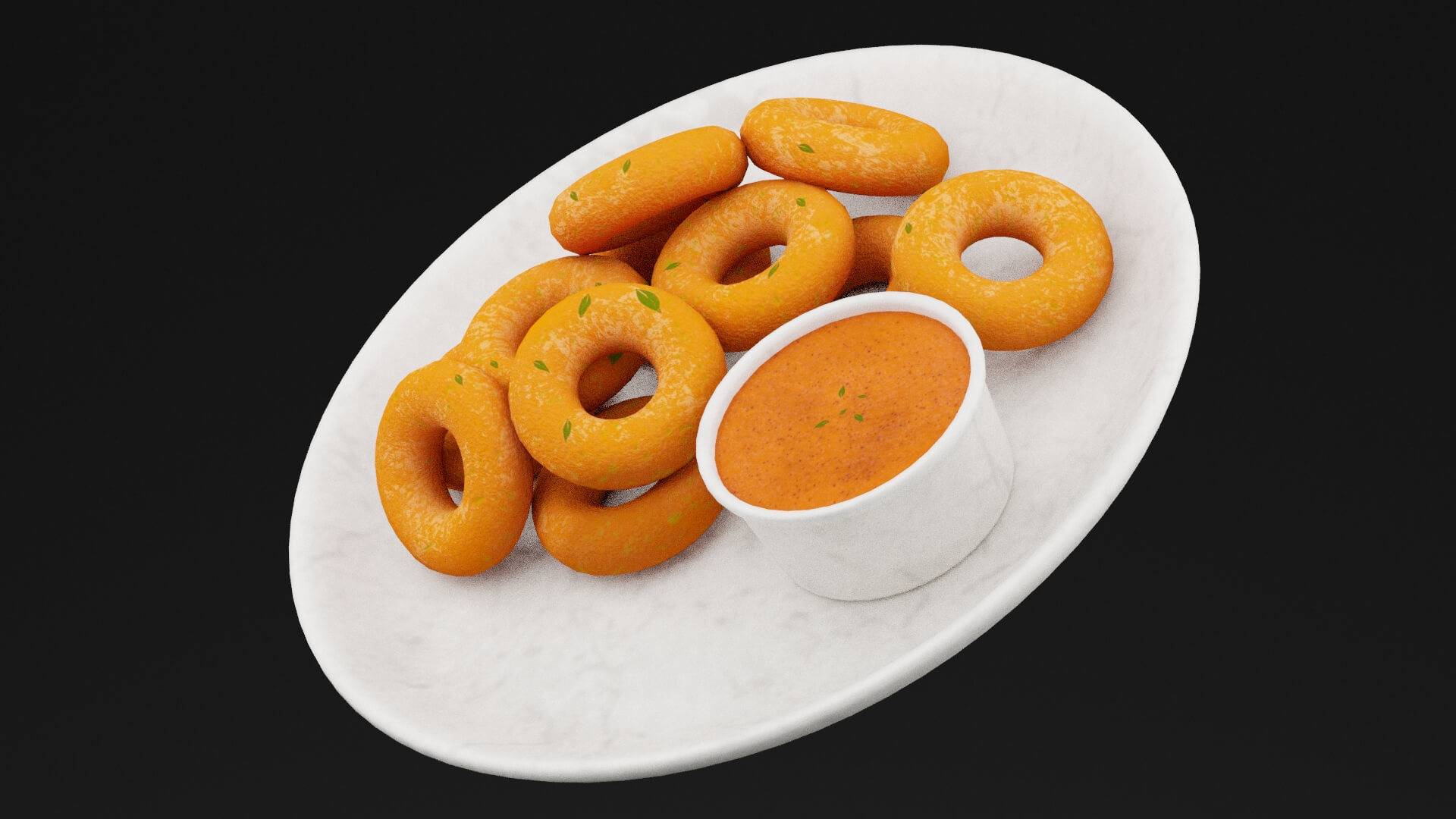 Onion Rings Platter - 3D Model by thedazking