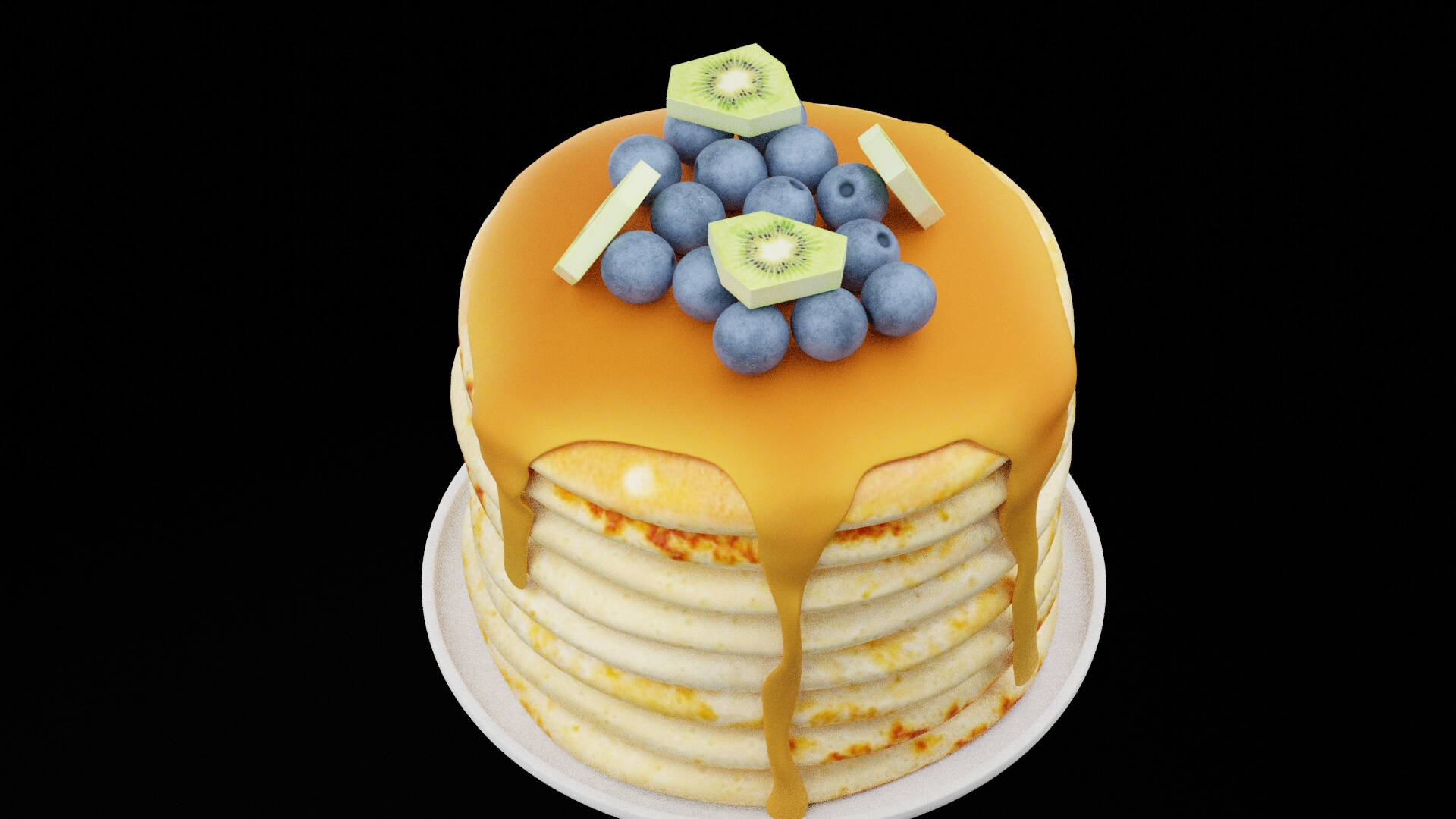 Pancake With Fruits - 3D Model by thedazking