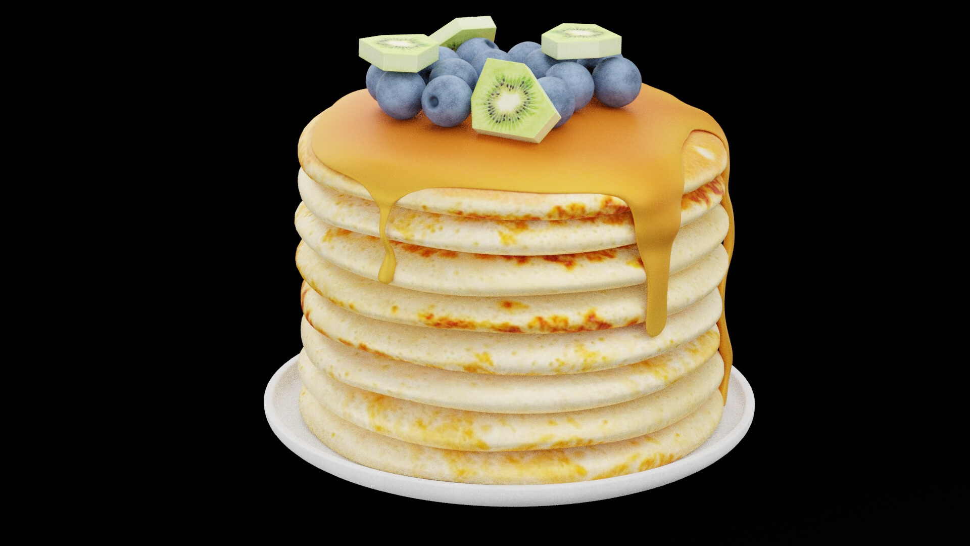 Pancake With Fruits - 3D Model by thedazking