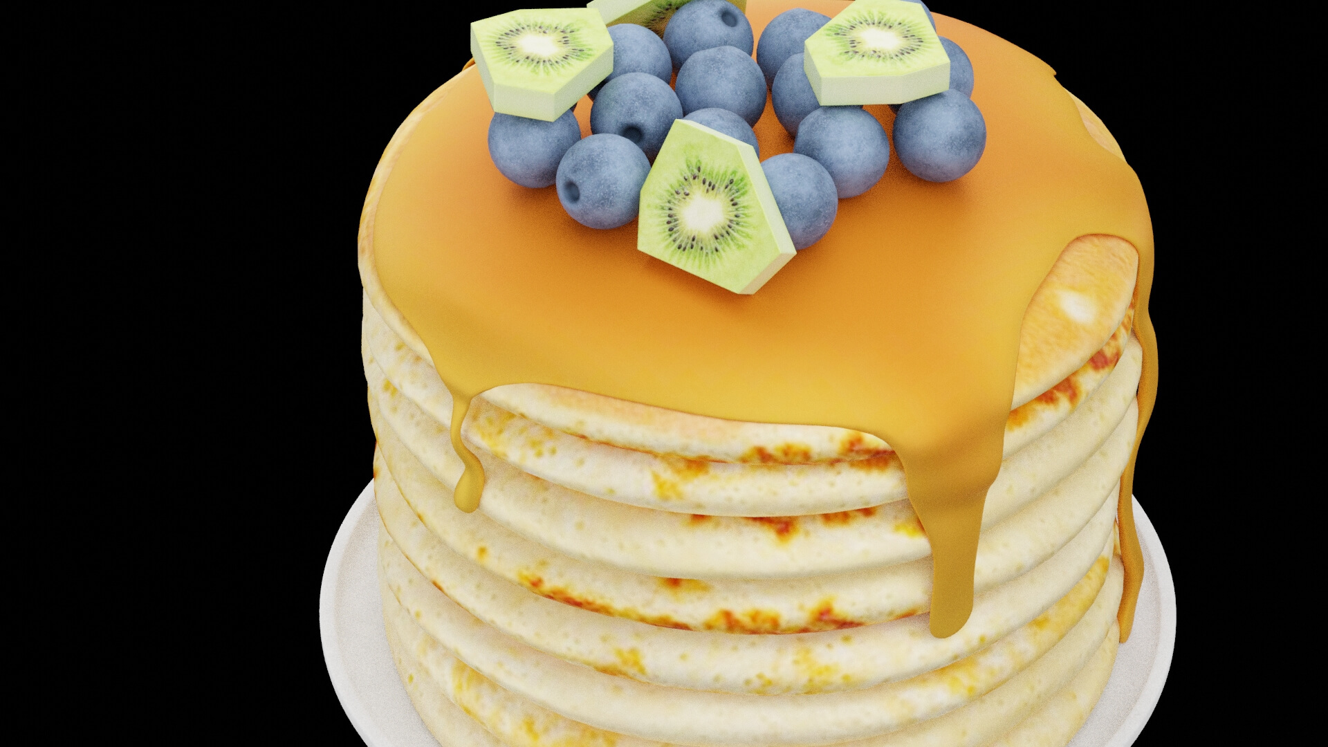 Pancake With Fruits - 3D Model by thedazking