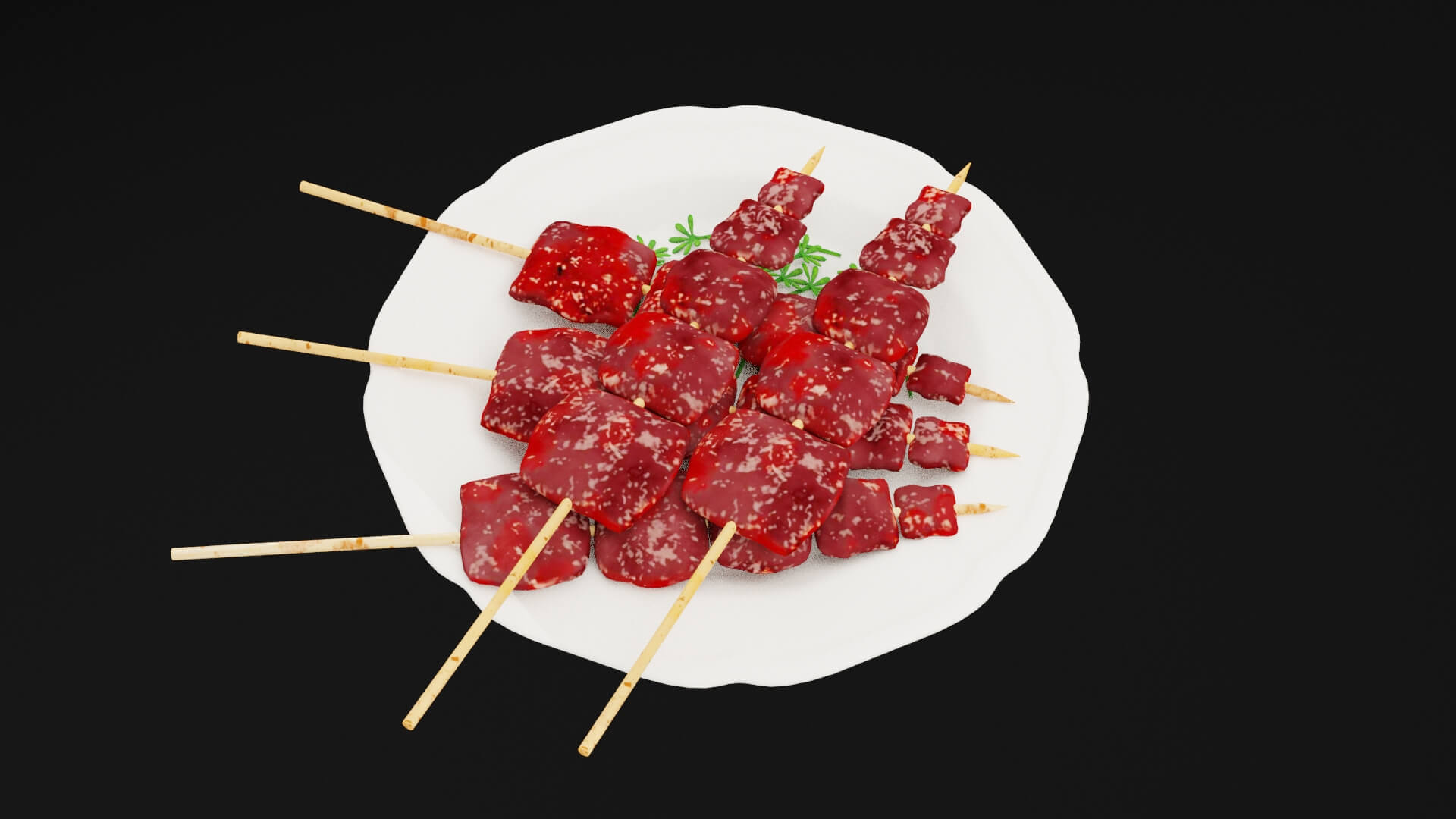 Raw Meat Barbeque Plate - 3D Model by thedazking