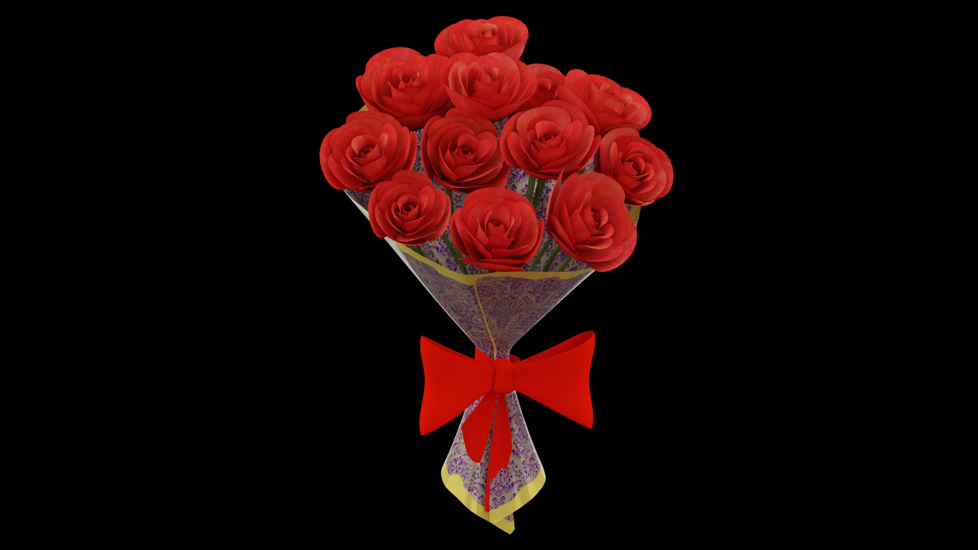 Red Flowers Bouquet - 3D Model by thedazking