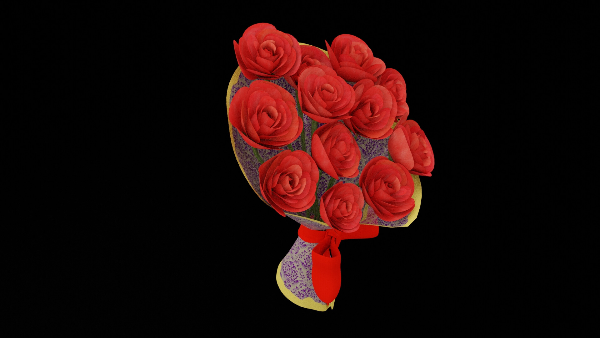 Red Flowers Bouquet - 3D Model by thedazking
