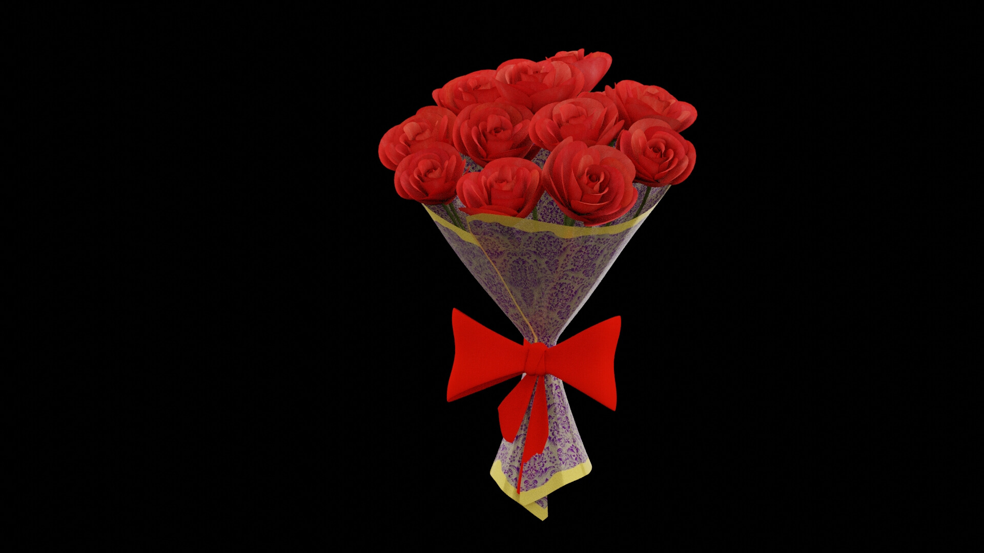 Red Flowers Bouquet - 3D Model by thedazking
