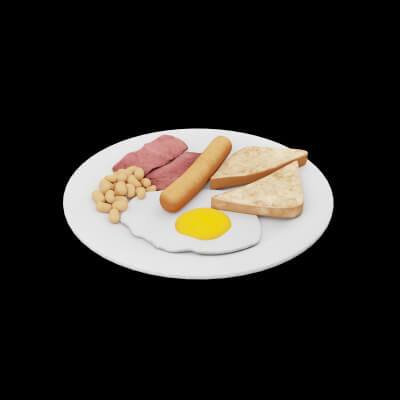 Sausages and Toasts Plate - 3D Model by thedazking