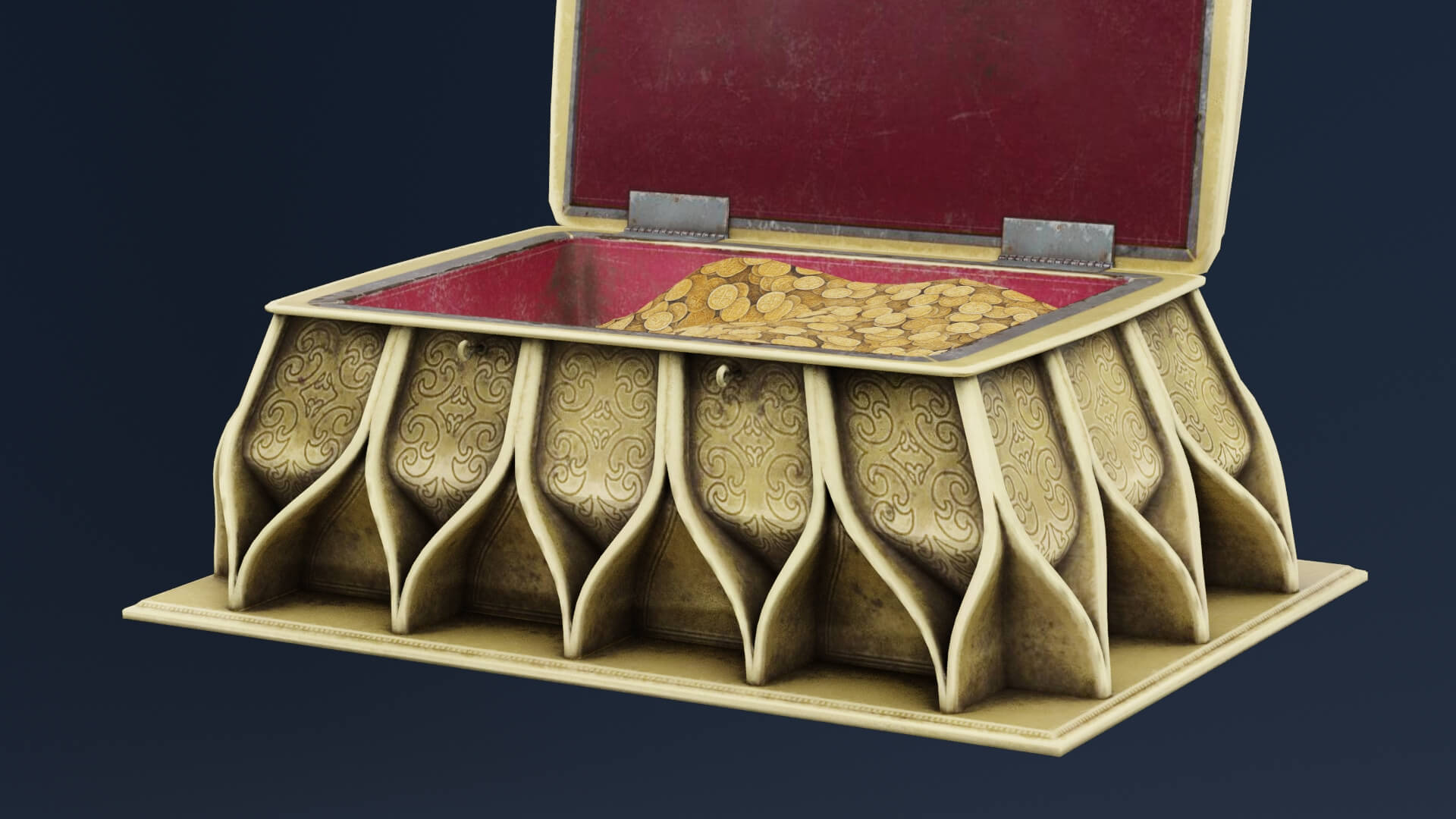 Treasure Filled With Golden Coins - 3D Model by thedazking