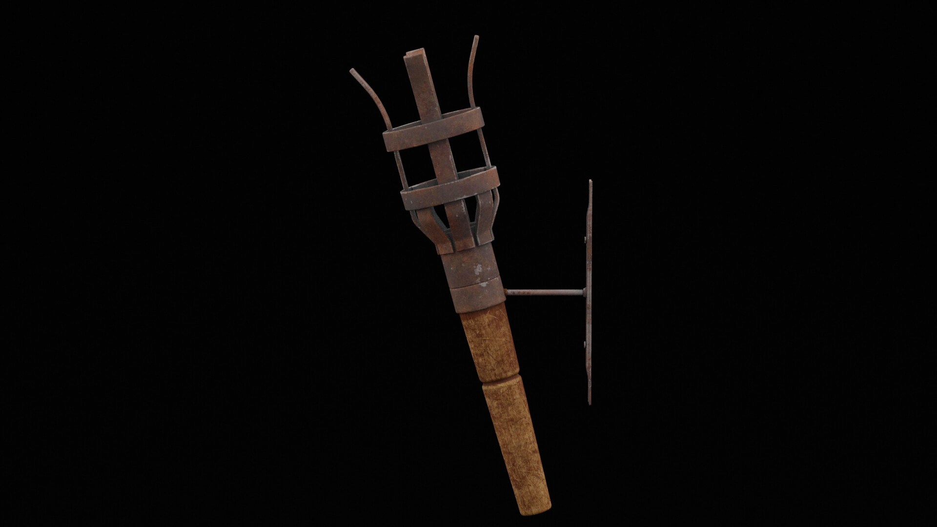 Medieval-Style Wall Torch 3D Model by thedazking