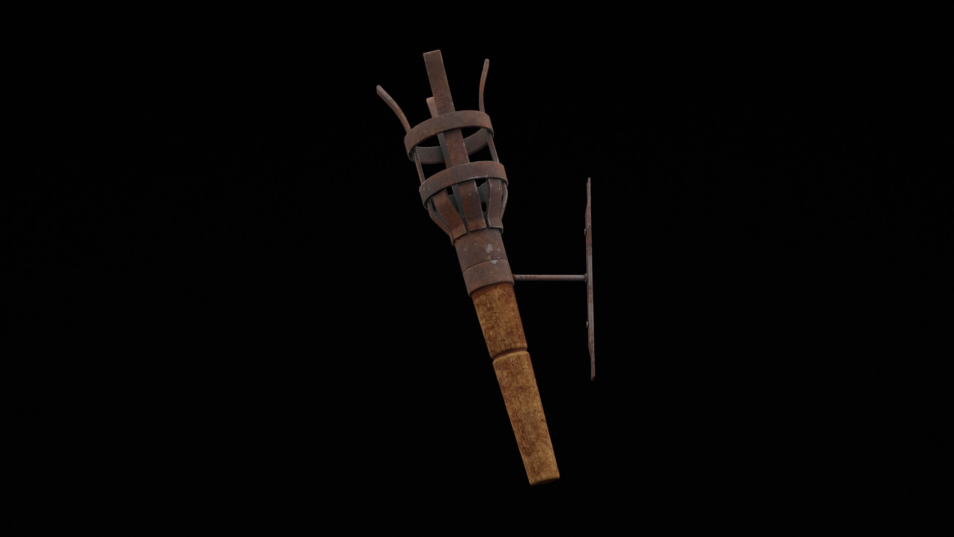 Medieval-Style Wall Torch 3D Model by thedazking