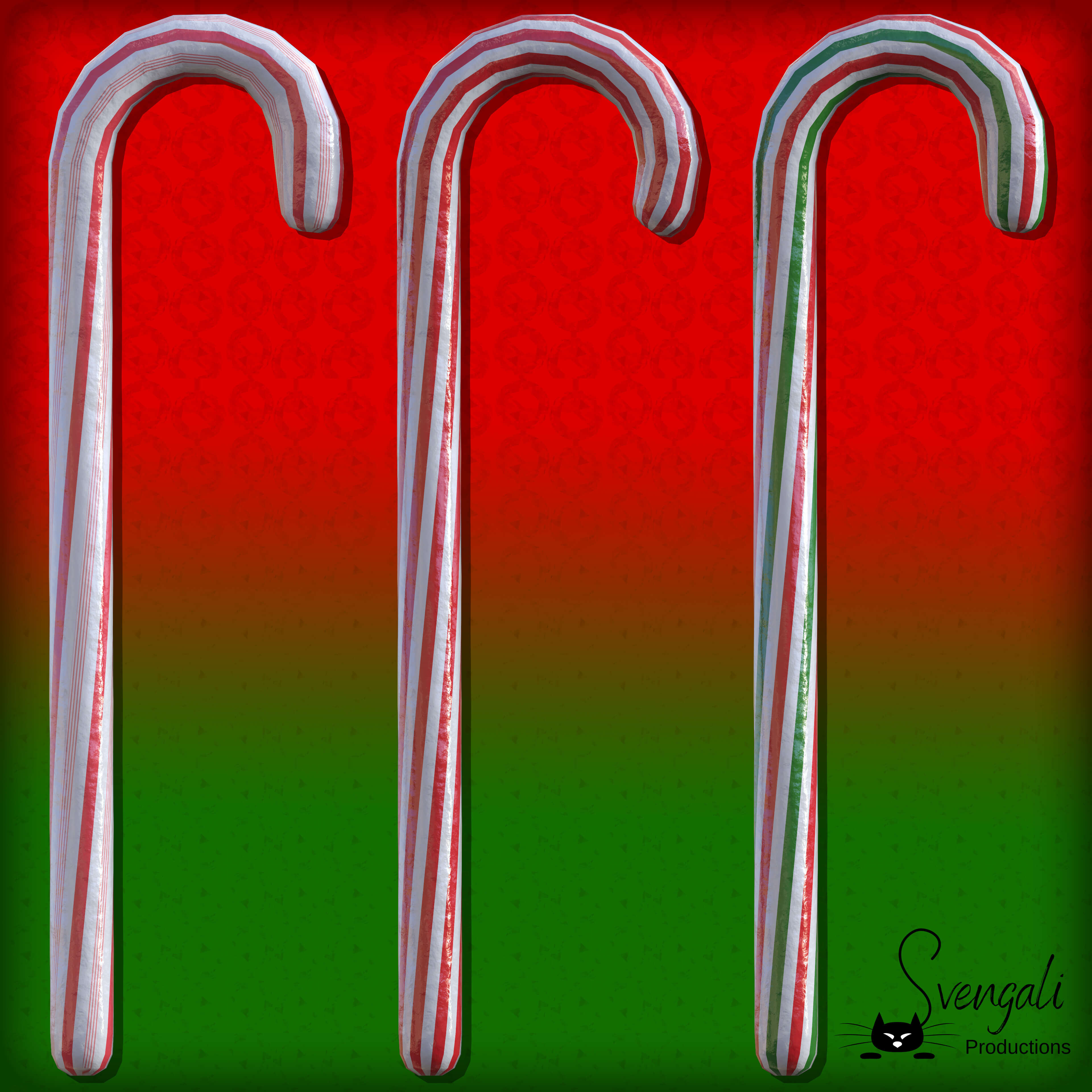 2 Candy Canes With 3 Textures - Daz Content by TheDevian