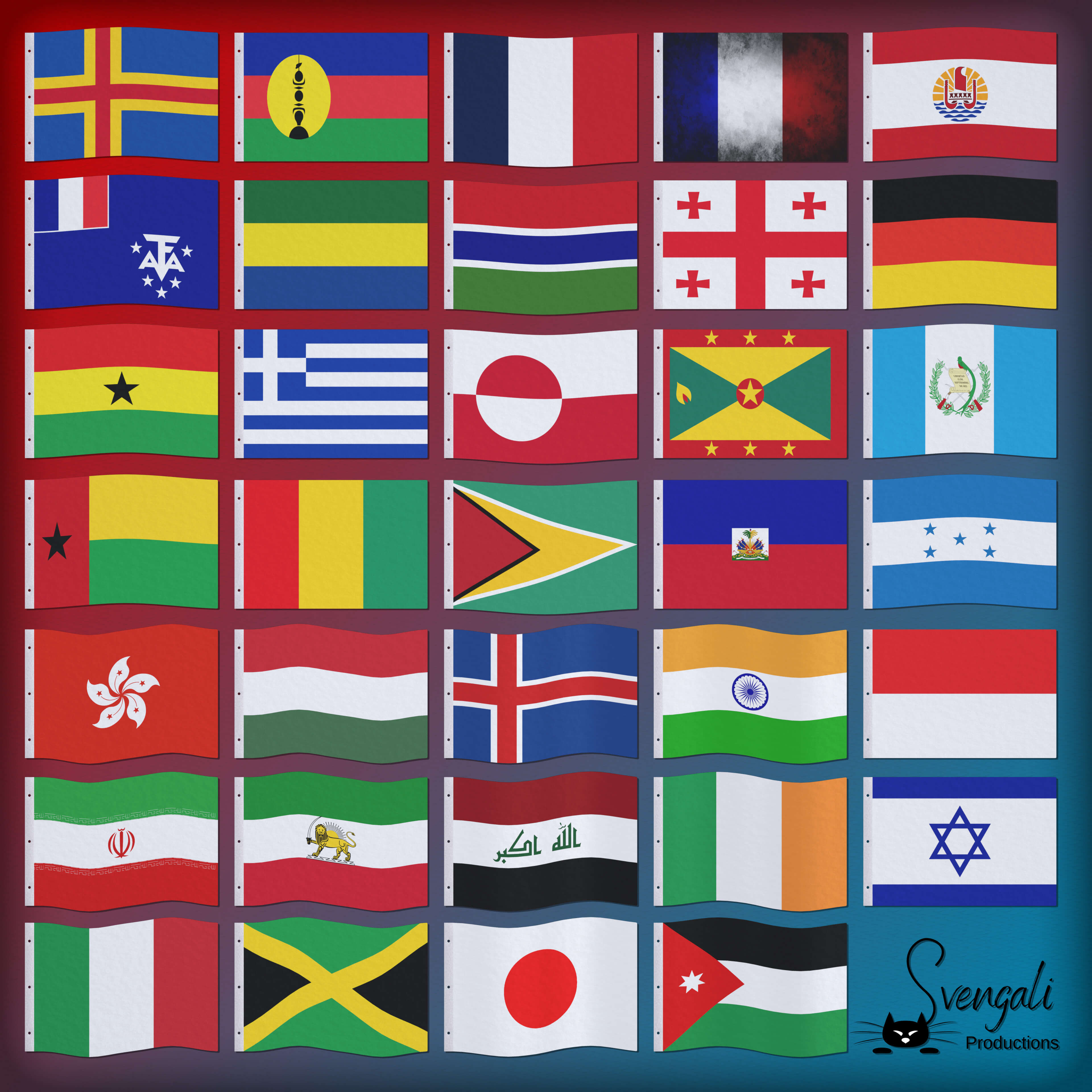 Woven Hemp Country Flags - Daz Content by TheDevian