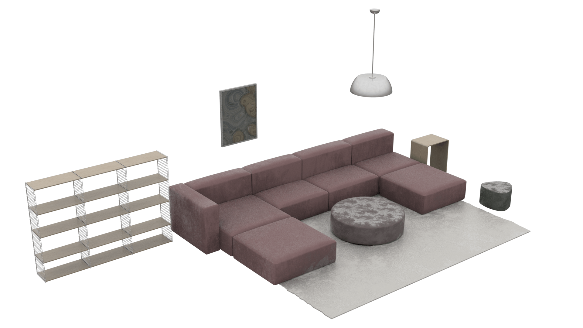 Girly Living Room Props 3D Render | RenderHub Gallery