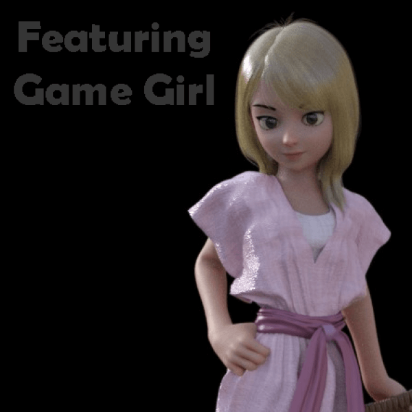 Game Girl - 3D to 2D 3D Render, Digital Art by TheFoodMage