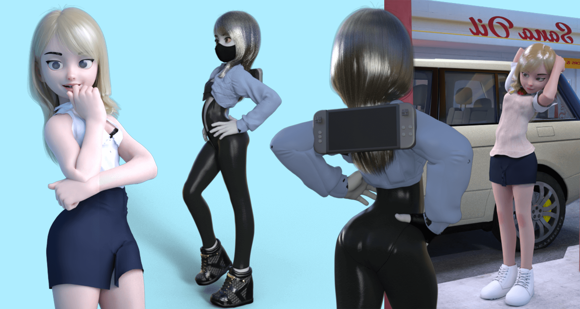 Game Girl v4.2 G9 - Random Image Showcase 3D Render