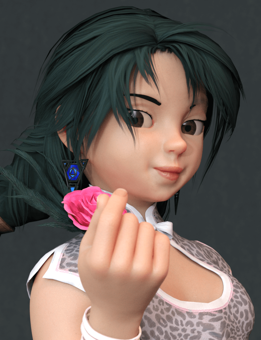 Talim (Soul Caliber) - In Tifa's Formal Dress 3D Render